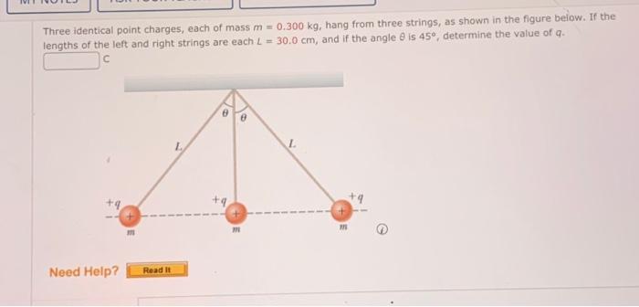 Solved Three identical point charges, each of mass m=0.300 | Chegg.com