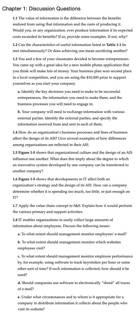 Solved Chapter 1: Discussion Questions1.1 ﻿The value of | Chegg.com