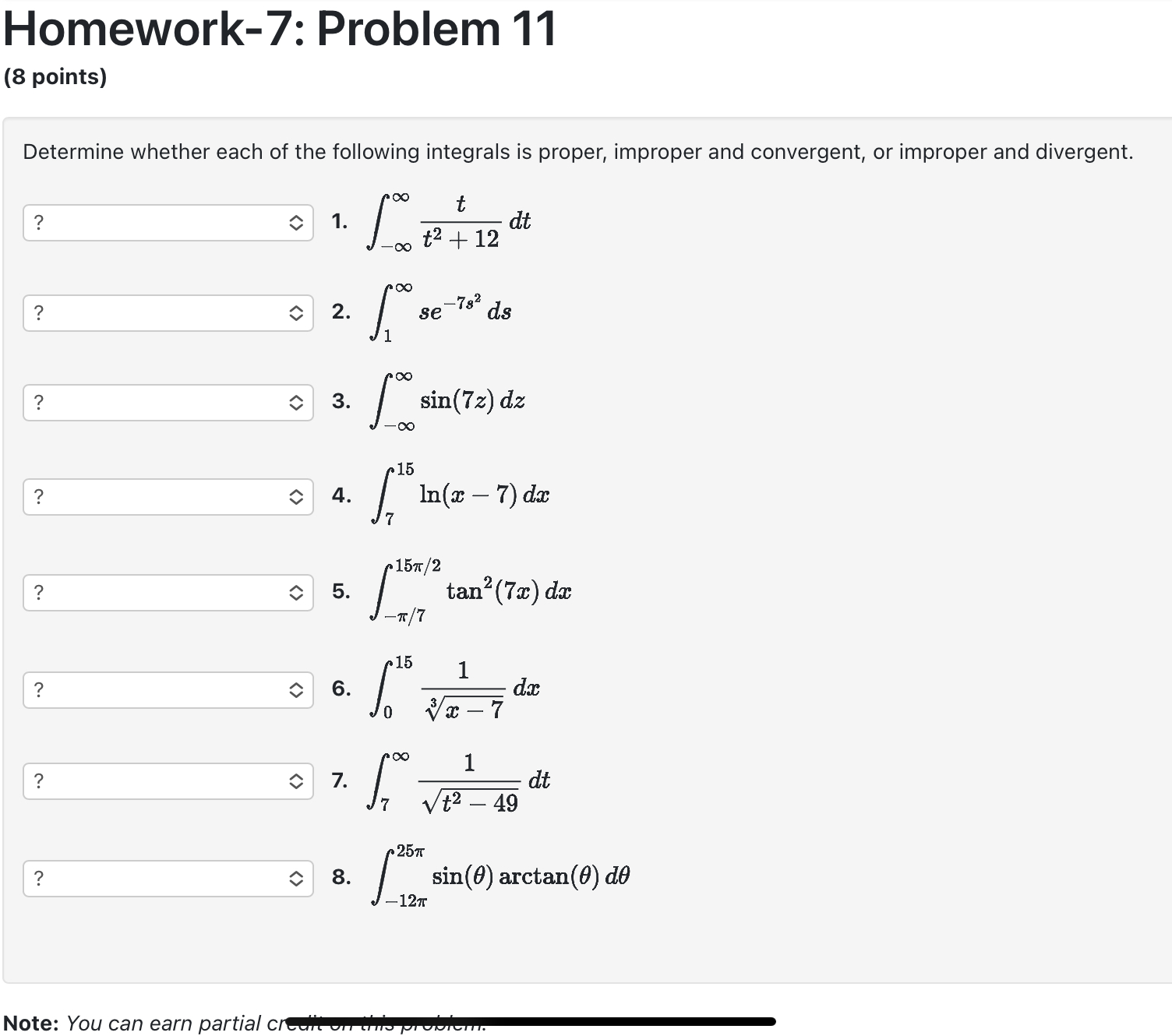 Solved Homework-7: Problem 11(8 ﻿points)Determine whether | Chegg.com