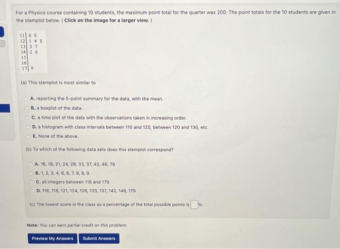 Solved For a Physics course containing 10 students, the | Chegg.com