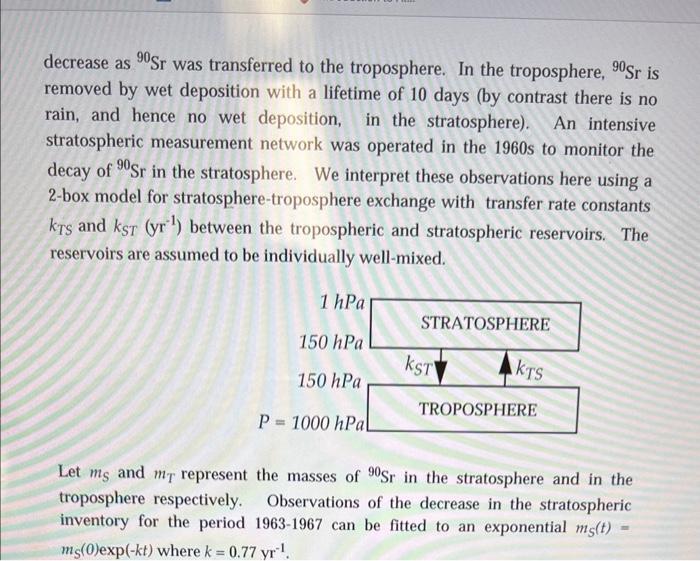 Solved 3. 3 Stratosphere-troposphere exchange The rate of | Chegg.com
