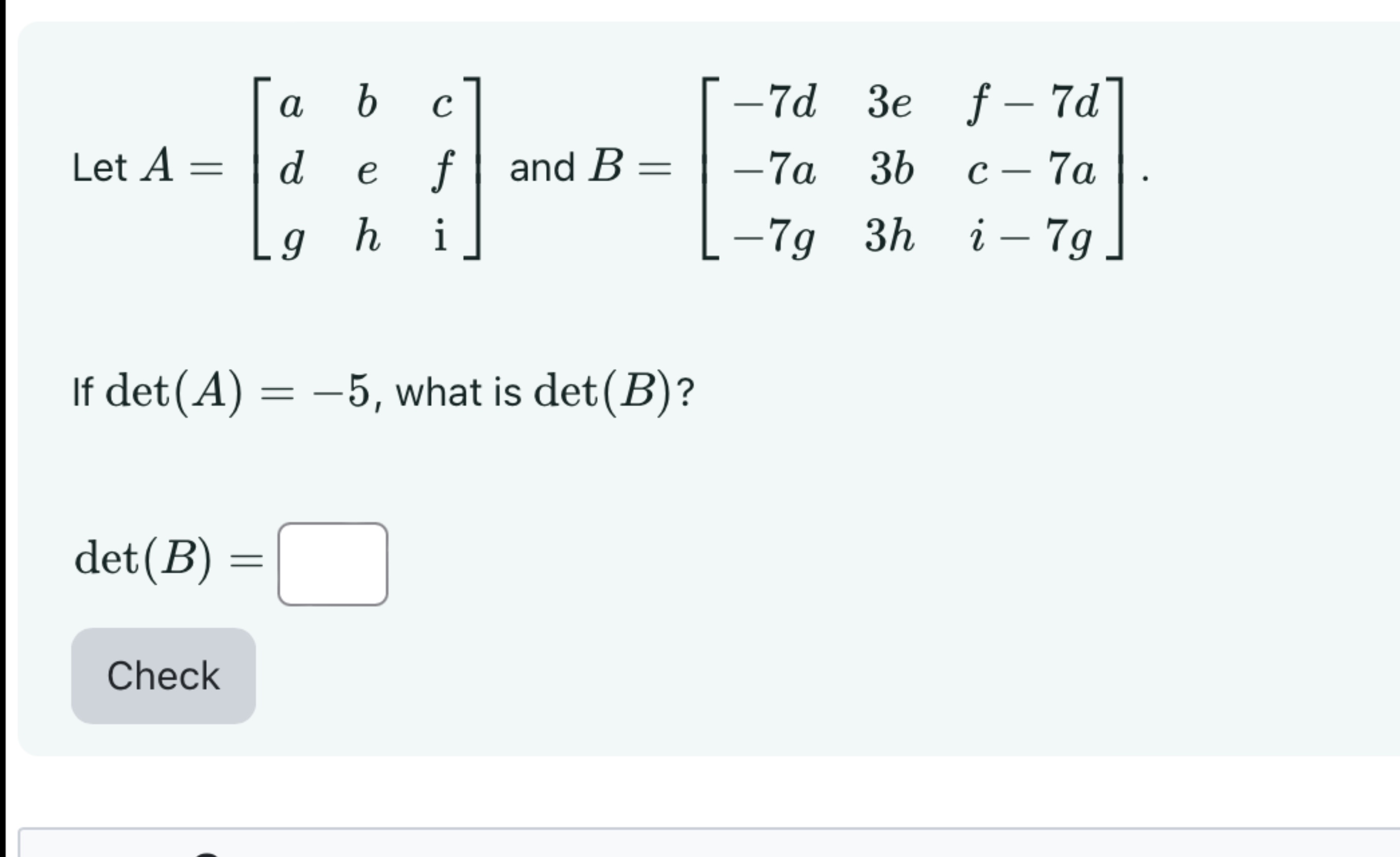 Solved Let A=[abcdefghi] ﻿and | Chegg.com