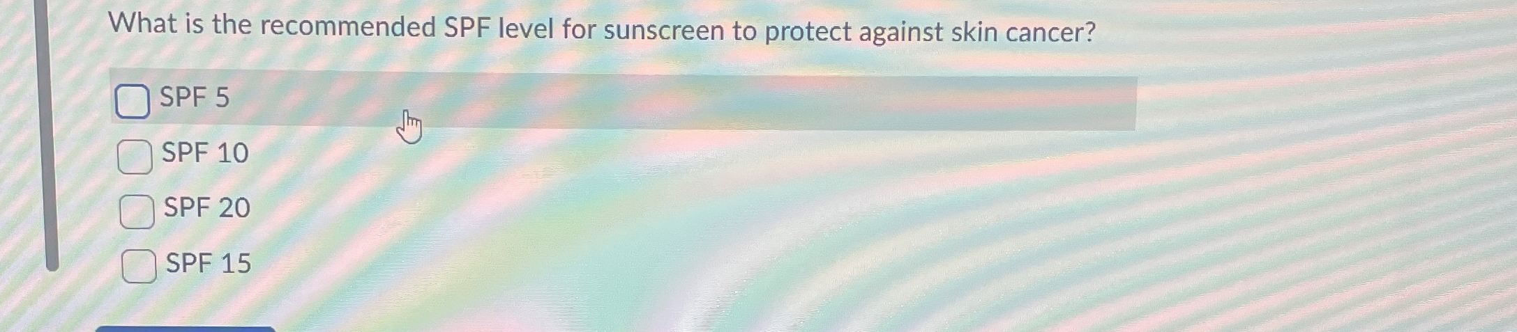 Solved What is the recommended SPF level for sunscreen to | Chegg.com