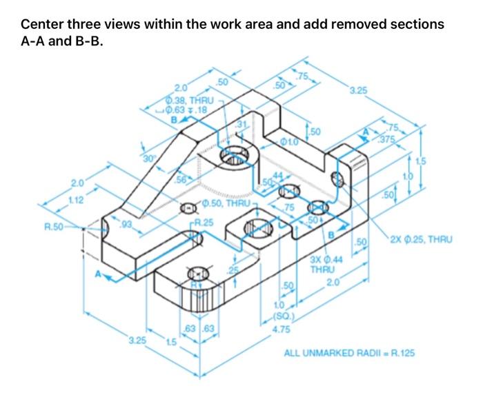 Solved Need help with the dimensions for the Two-View | Chegg.com