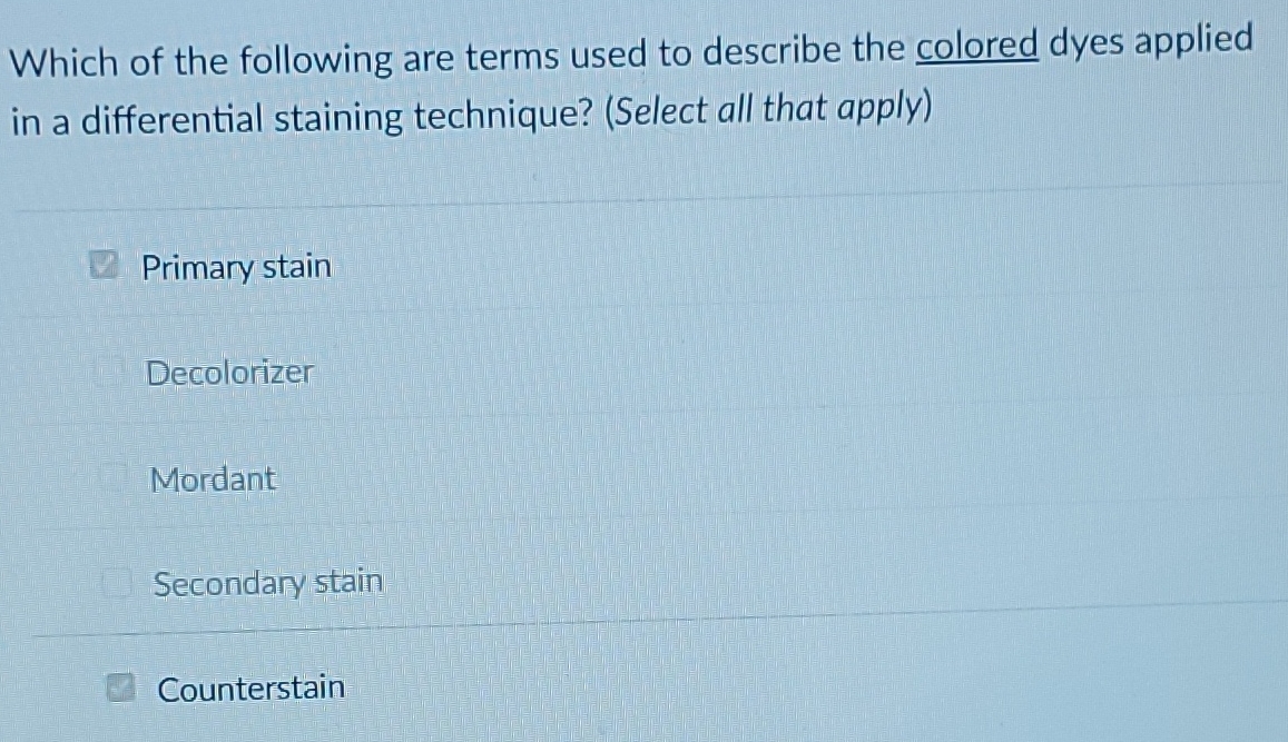 Solved Which of the following are terms used to describe the | Chegg.com