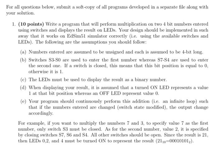 Solved For all questions below, submit a soft-copy of all | Chegg.com