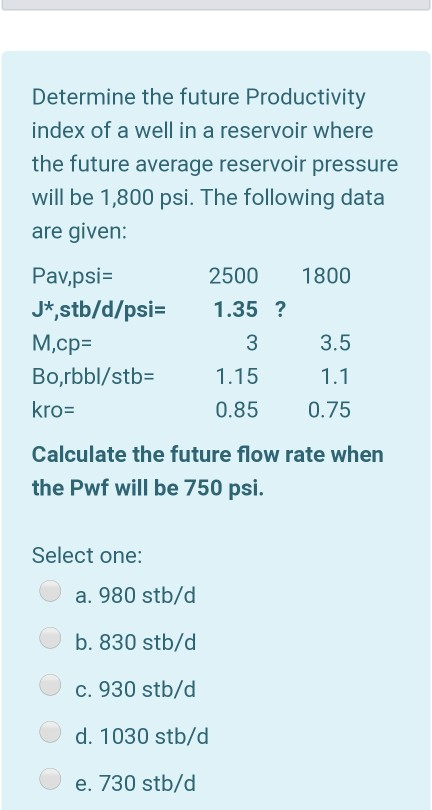 Solved Determine the future Productivity index of a well in | Chegg.com
