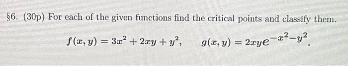 Solved §6. (30p) For each of the given functions find the | Chegg.com