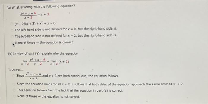 Solved (a) What is wrong with the following equation? | Chegg.com