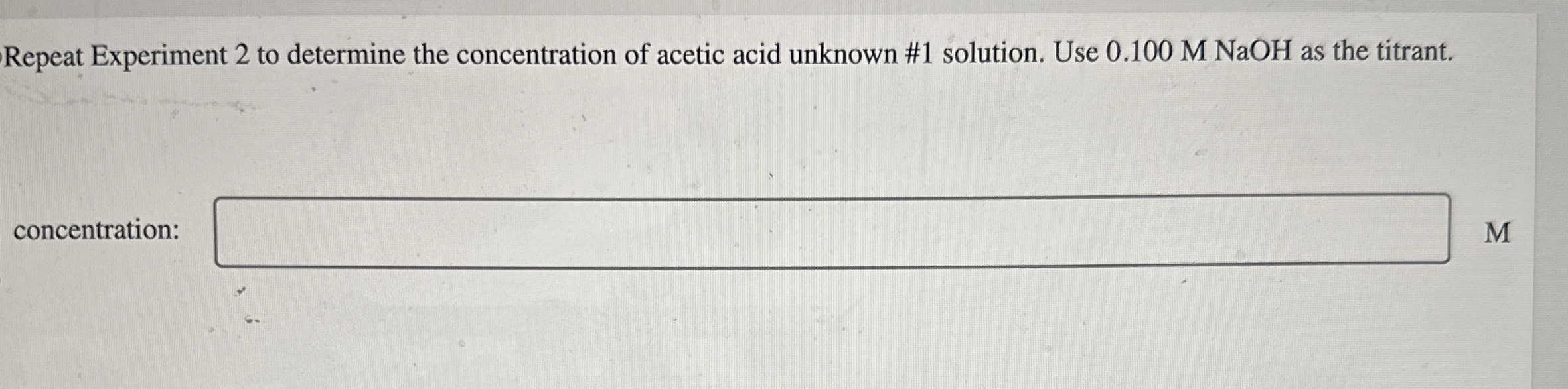 Solved Repeat Experiment 2 ﻿to determine the concentration | Chegg.com