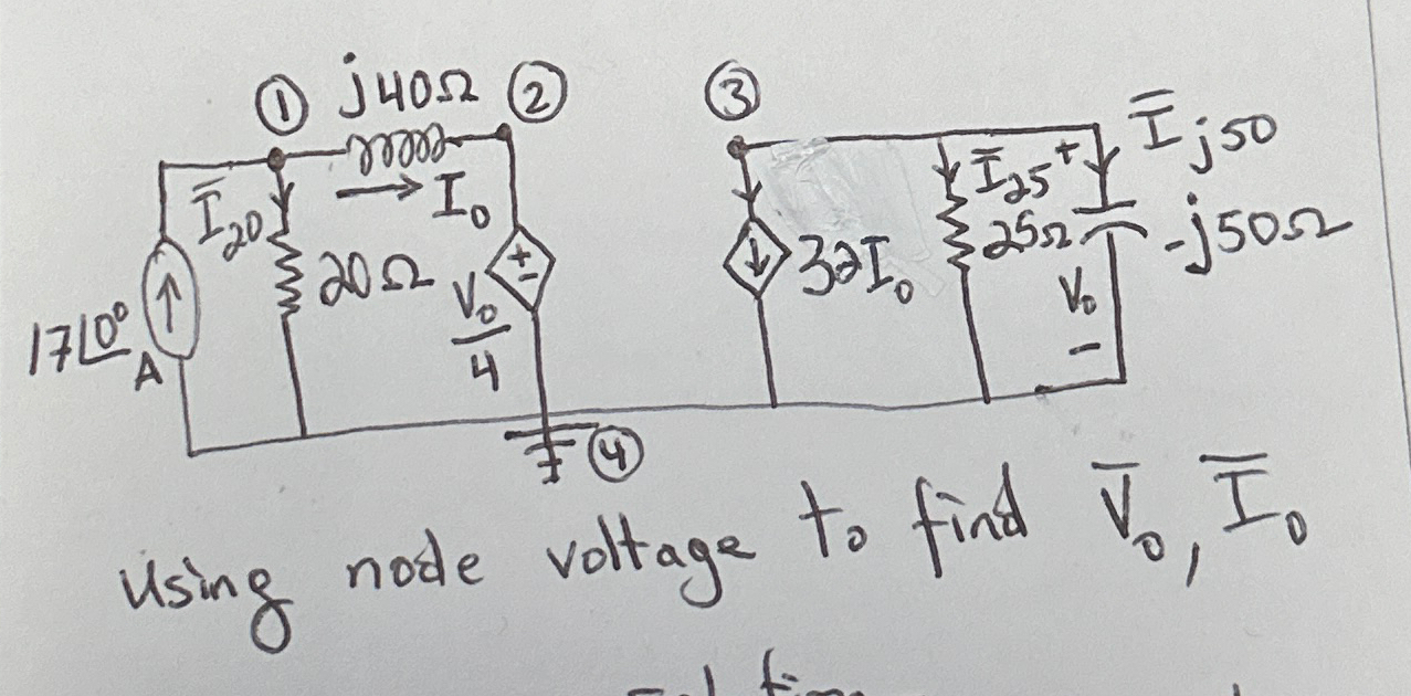 Solved Using node voltage to find ?bar (V)0,bar (I)0 | Chegg.com
