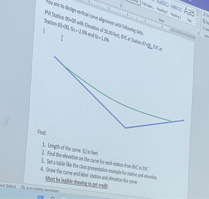 Solved PVu are to design vertical curve allgnment with | Chegg.com