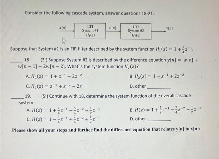 Solved Consider the following cascade system, answer | Chegg.com