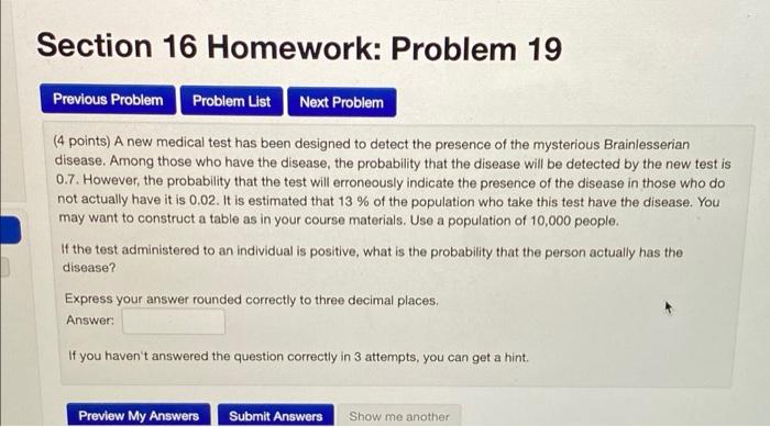 Solved Section 16 Homework: Problem 19 Previous Problem | Chegg.com