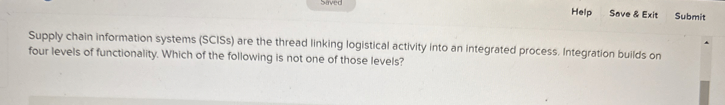 Solved SavedHelpSave & ExitSubmitSupply chain information | Chegg.com
