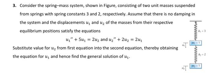 Solved 3. Consider the spring-mass system, shown in Figure, | Chegg.com