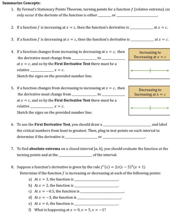 Solved 1. By Fermat's Stationary Points Theorem, turning | Chegg.com