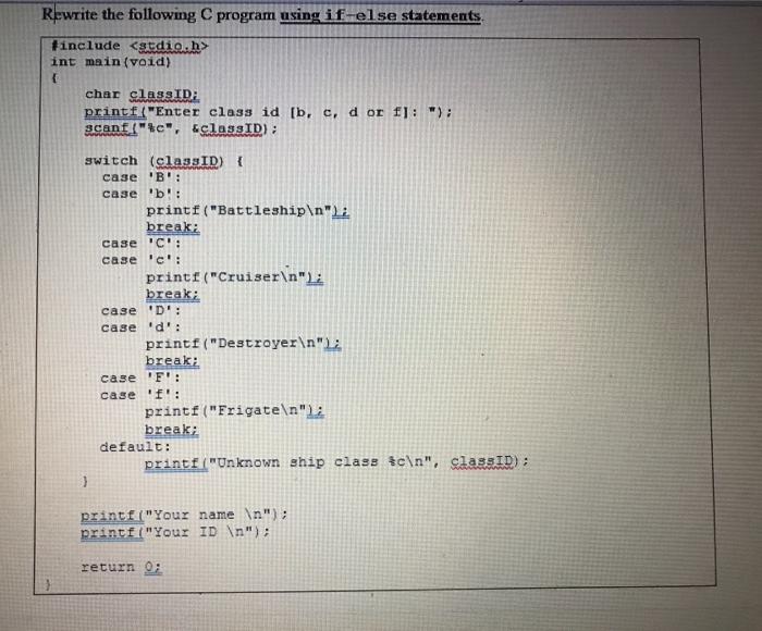 Solved Write a C program that implements the following | Chegg.com