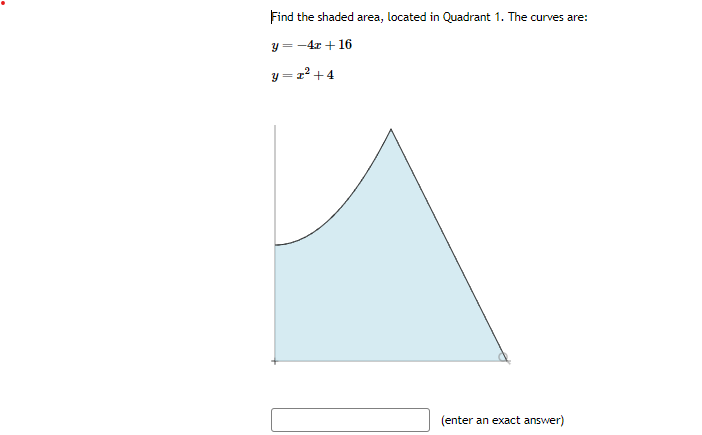 Solved Find the shaded area, located in Quadrant 1. ﻿The | Chegg.com