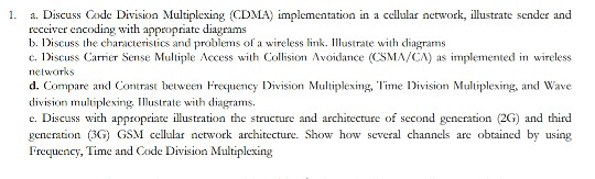 Solved 1. 2. Discuss Code Division Multiplexing (CDMA) | Chegg.com
