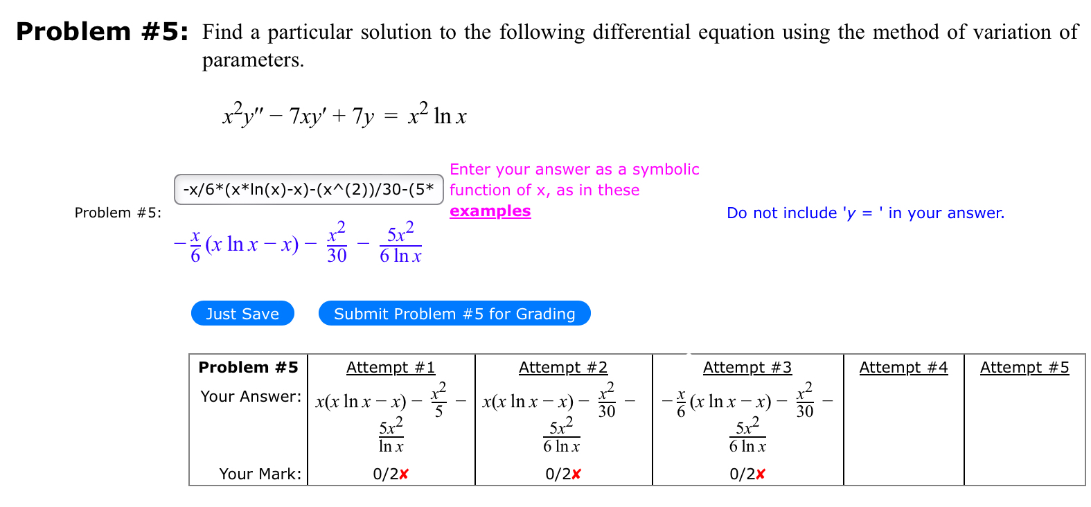 Solved Problem #5: Find a particular solution to the | Chegg.com