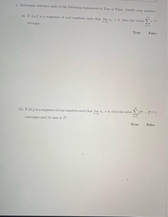 Solved 2. Determine whether each of the following statements | Chegg.com