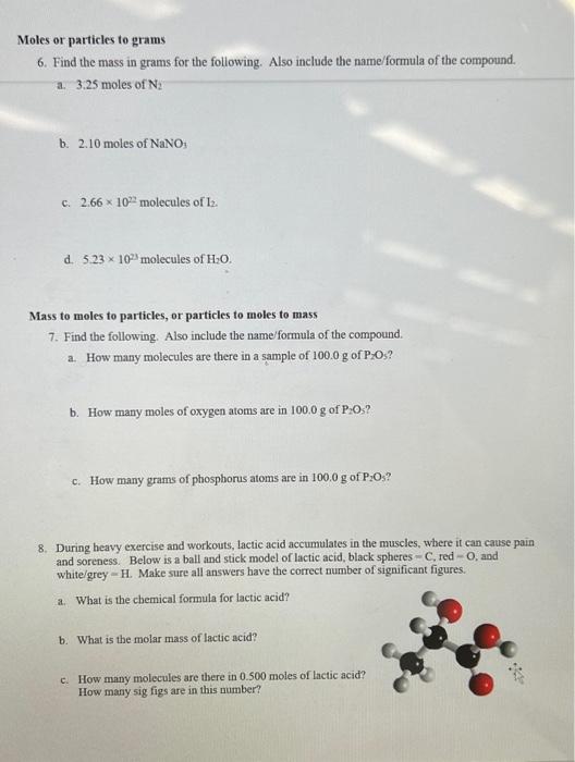 Solved Moles or particles to grams 6. Find the mass in grams | Chegg.com