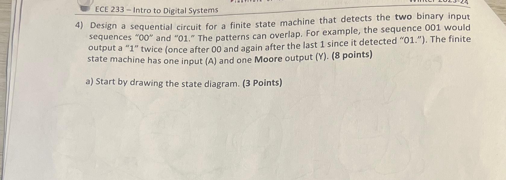 Solved ECE 233 - ﻿Intro to Digital SystemsDesign a | Chegg.com
