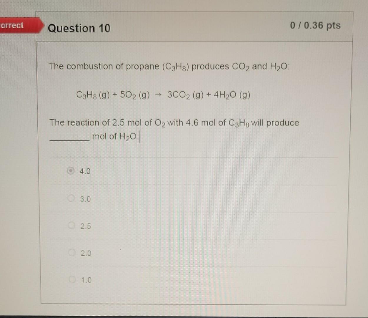 Solved The combustion of propane (C3H8) produces CO2 and H2O | Chegg.com
