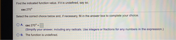 Solved Find the indicated function value. If it is | Chegg.com