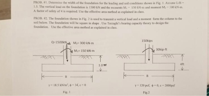 Solved PROB. 1. Determine the width of the foundation for | Chegg.com