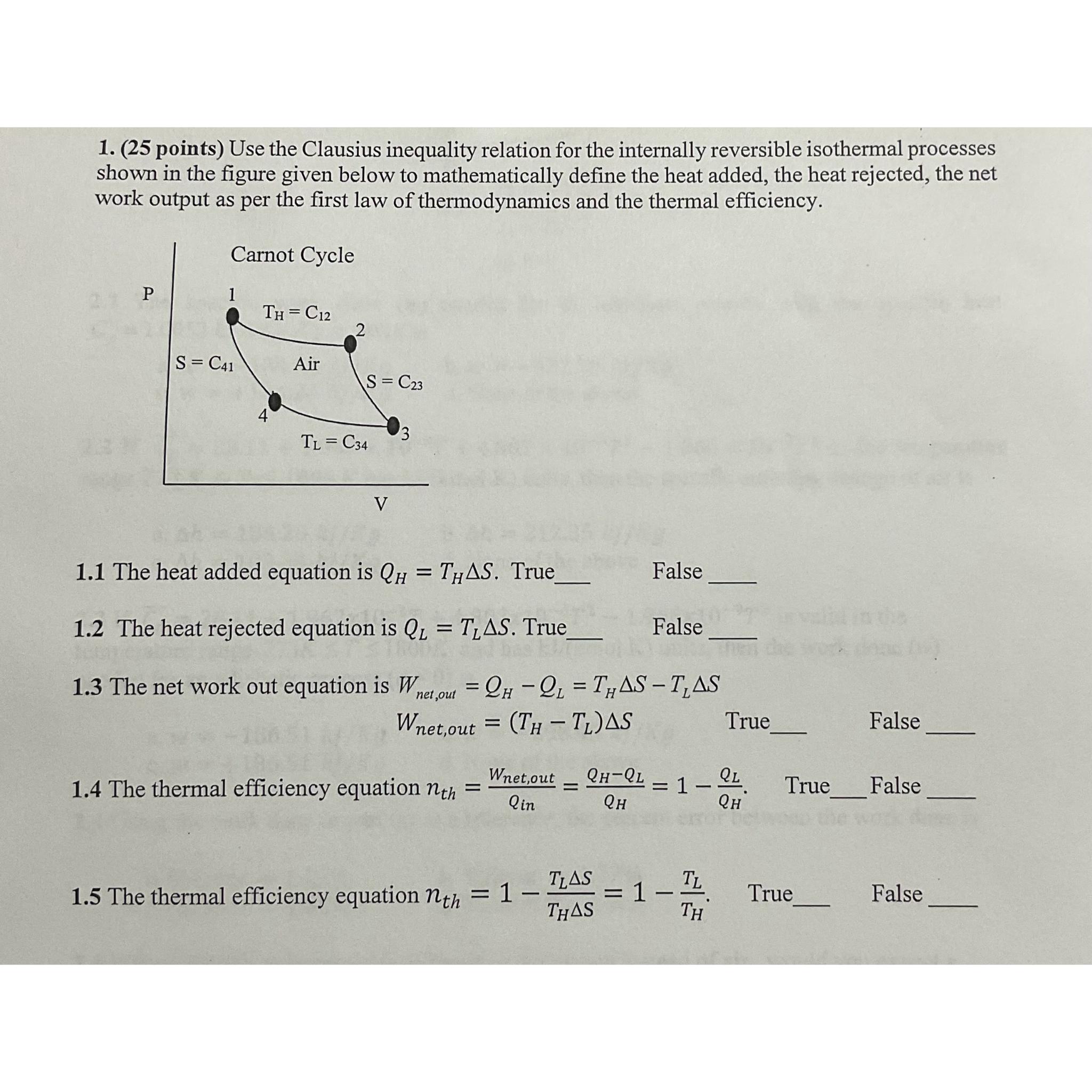 Solved (25 ﻿points) ﻿Use the Clausius inequality relation | Chegg.com