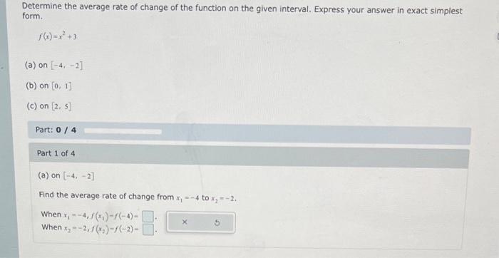 Solved Determine the average rate of change of the function | Chegg.com