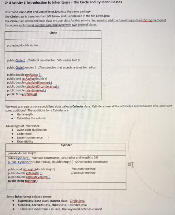 Solved Ch 8 Activity 1: Introduction to Inheritance - The | Chegg.com