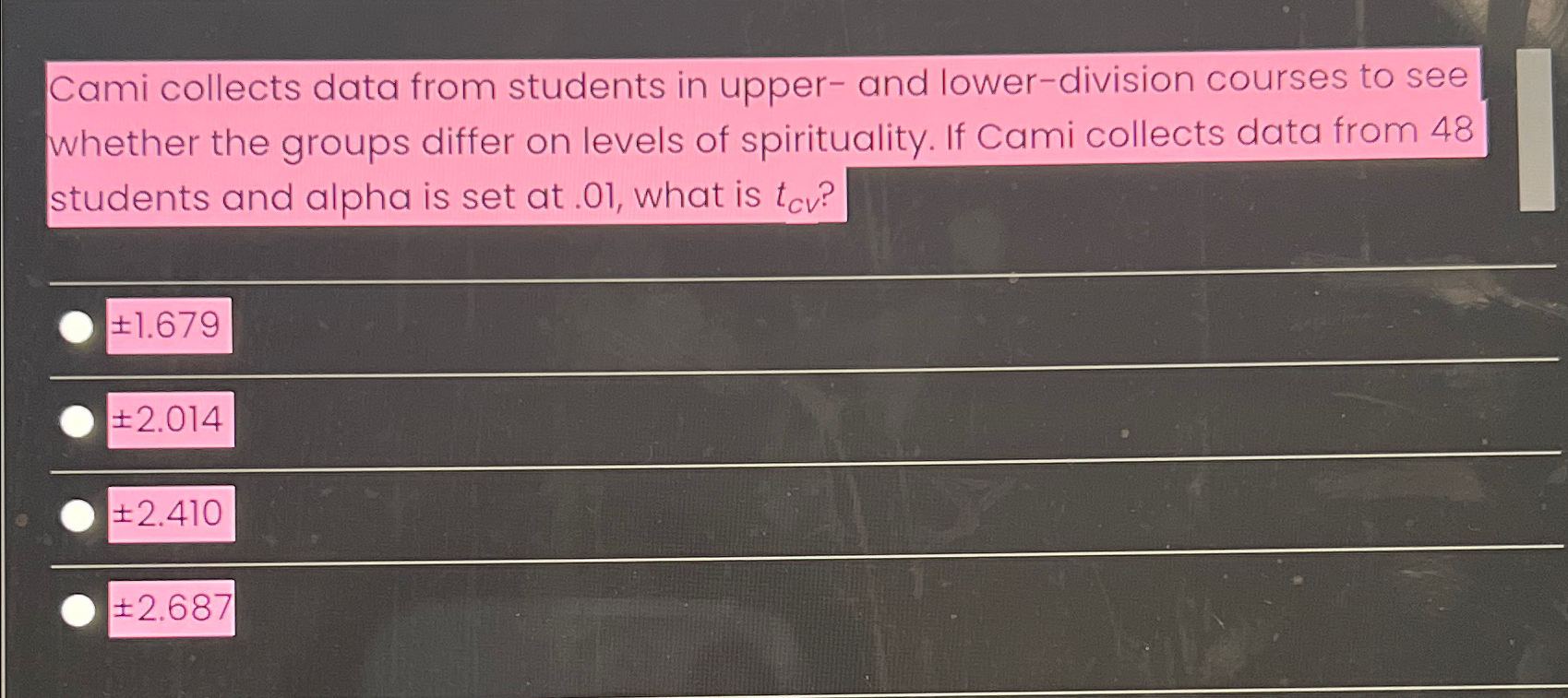Solved Cami collects data from students in upper- ﻿and | Chegg.com