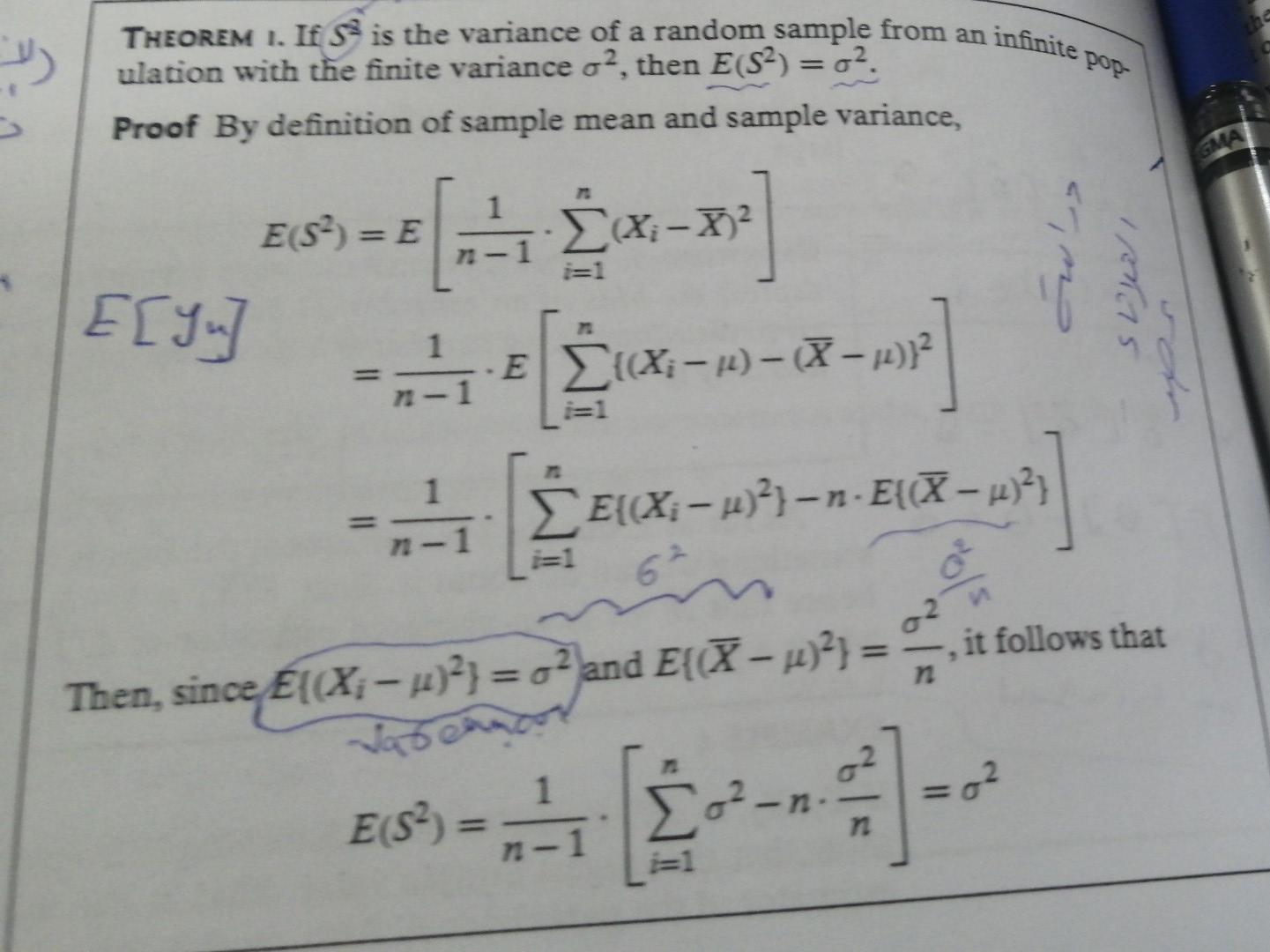 Solved W = POP- THEOREM I. If SS is the variance of a random | Chegg.com