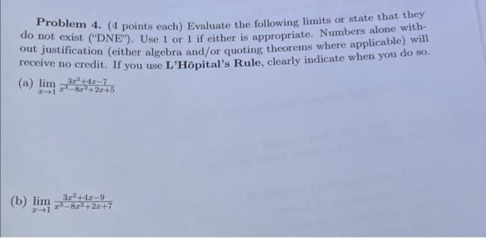 Solved Problem 4. (4 points each) Evaluate the following | Chegg.com