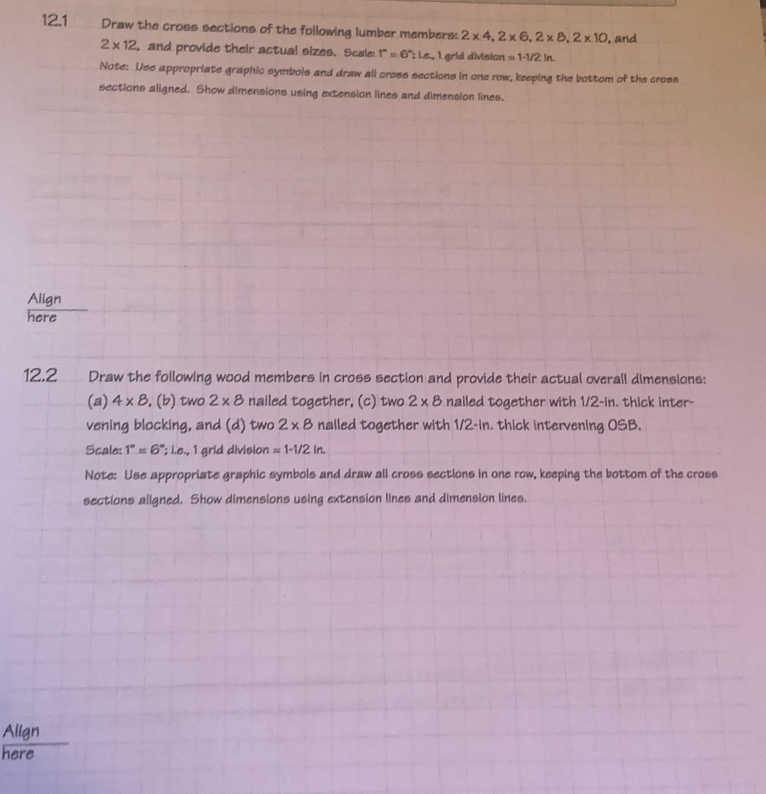 12.1 ﻿Draw the cross sections of the following lumber | Chegg.com
