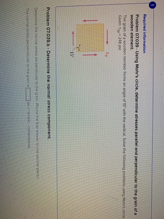 Solved Required information Problem 07.039. Using Mohr's | Chegg.com