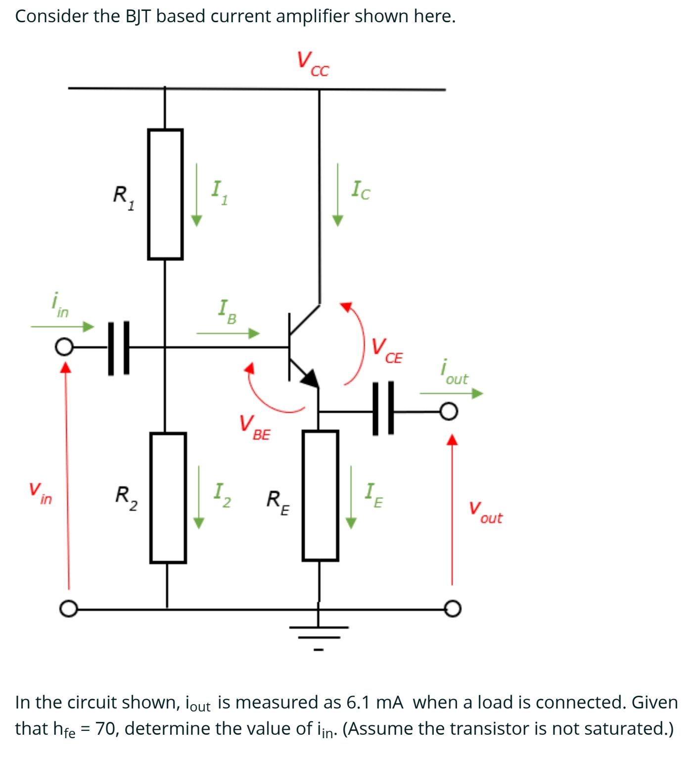 Solved Consider the BJT based current amplifier shown | Chegg.com
