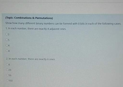 Solved (Topic: Combinations & Permutations) Show how many | Chegg.com