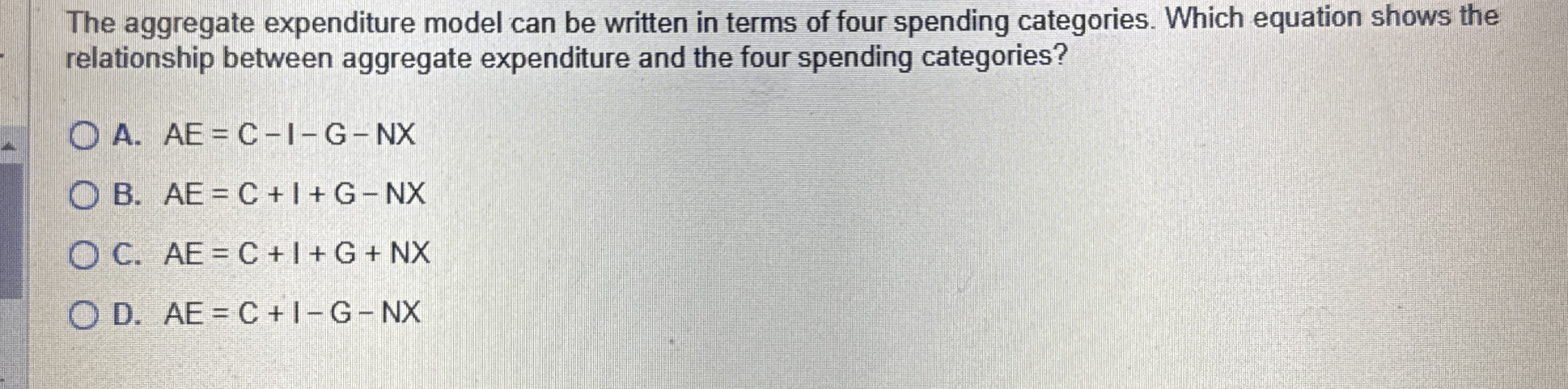 Solved The aggregate expenditure model can be written in | Chegg.com