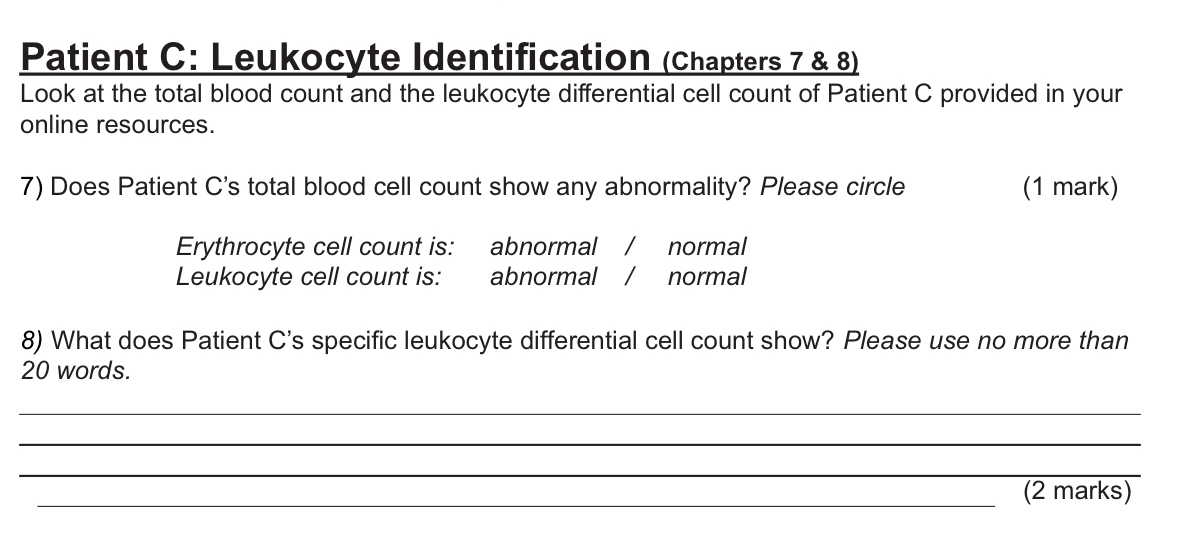 Solved Patient C: Leukocyte Identification (Chapters 7 ﻿& | Chegg.com