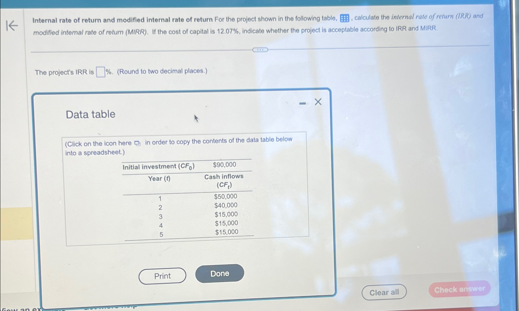 Solved Internal rate of return and modified internal rate of | Chegg.com