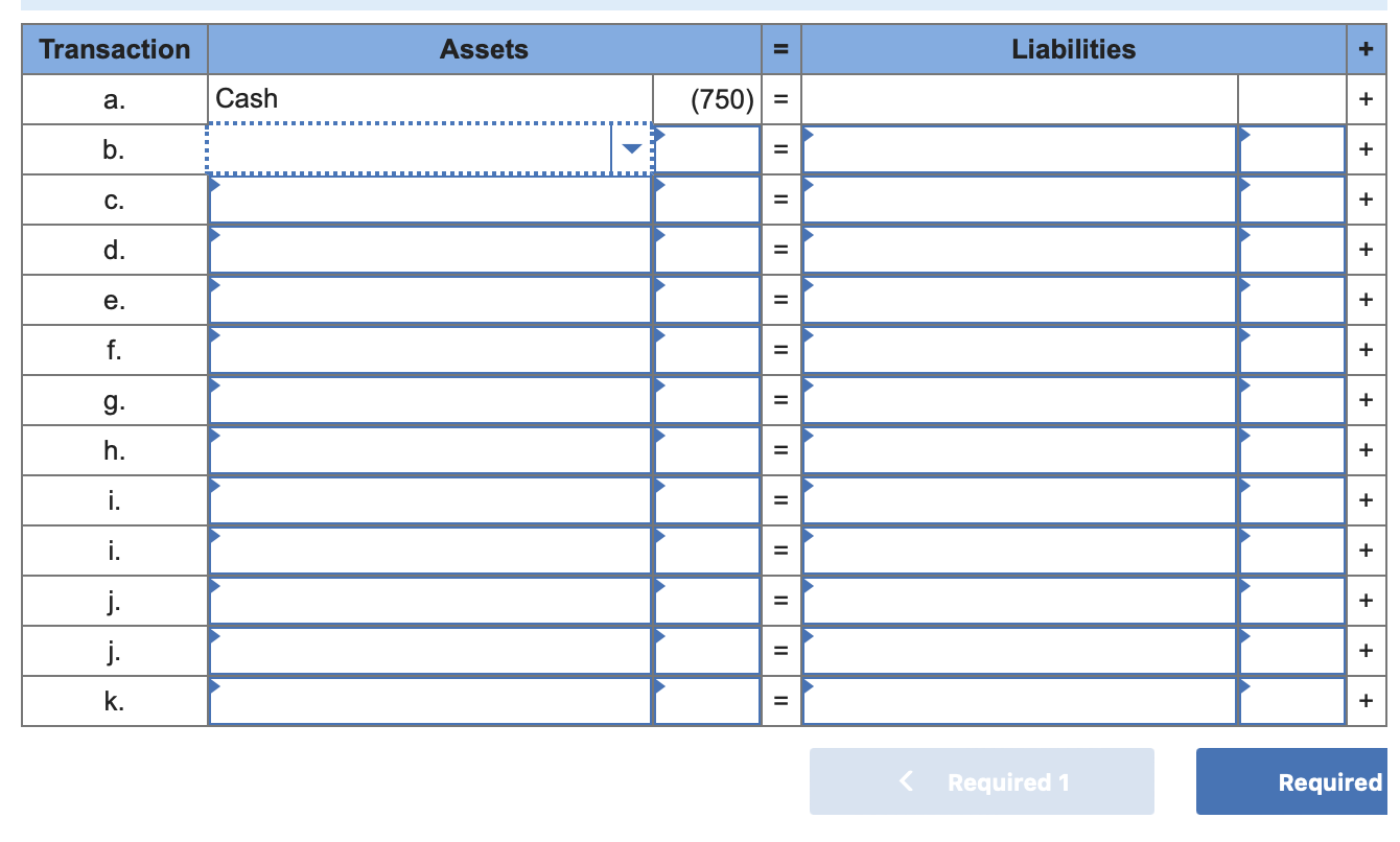 For each of the transactions, complete the following | Chegg.com