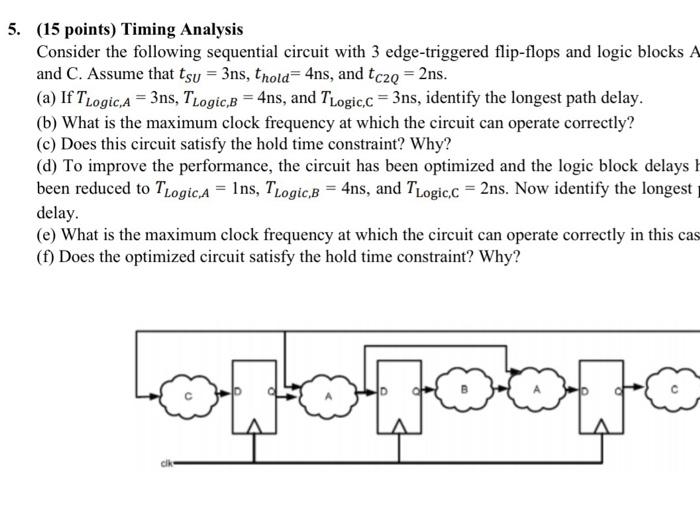 Solved 5. (15 points) Timing Analysis Consider the following | Chegg.com