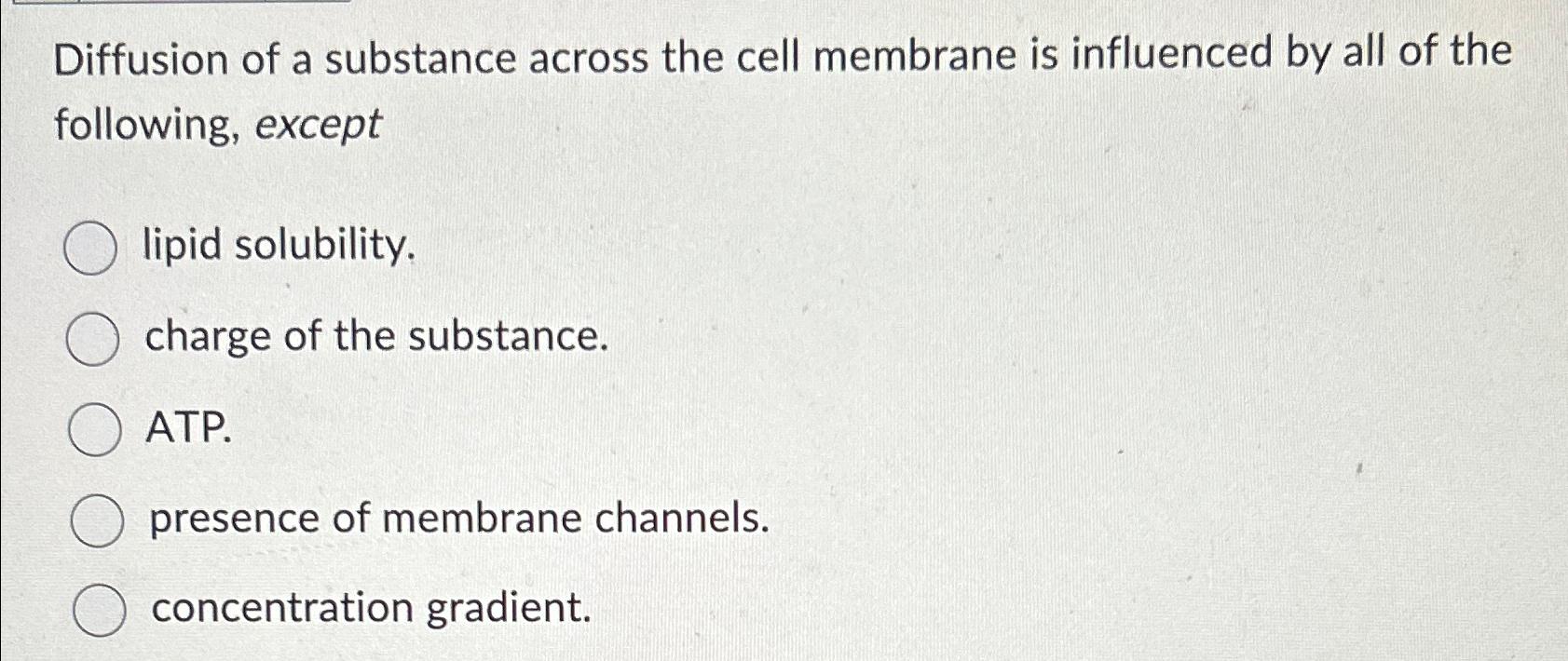 Solved Diffusion of a substance across the cell membrane is | Chegg.com