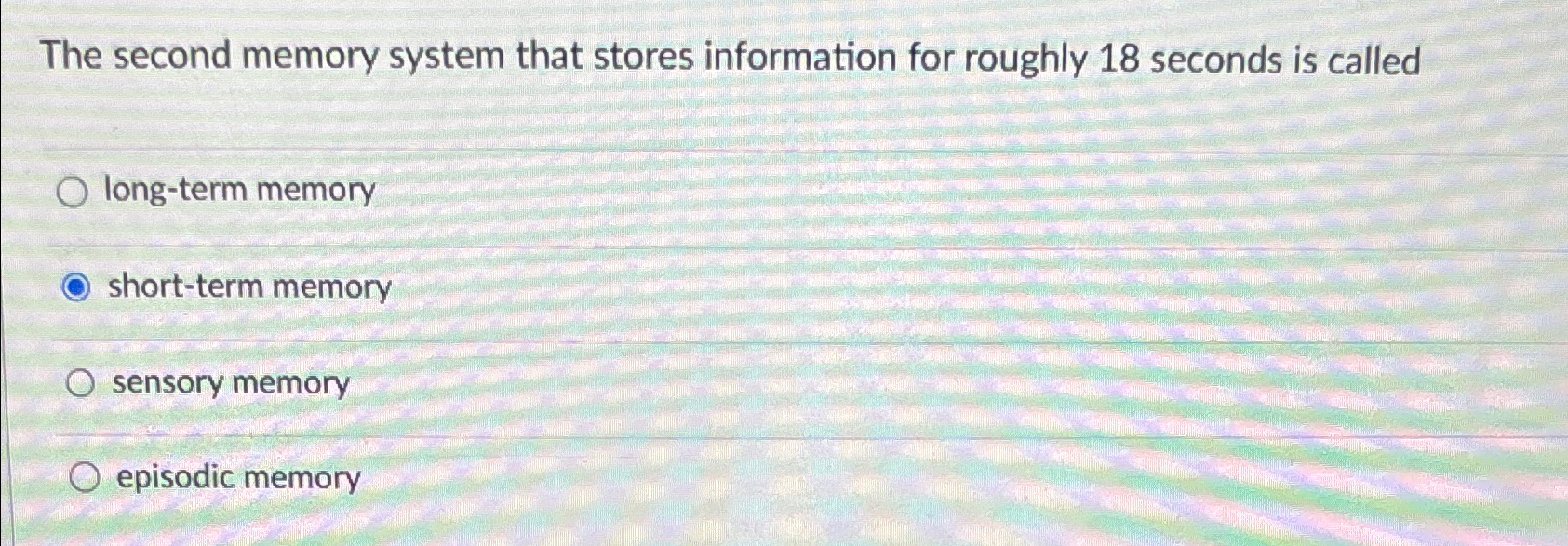 Solved The second memory system that stores information for | Chegg.com