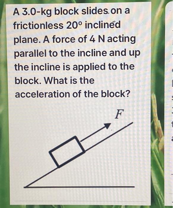 Solved A 3.0-kg block slides. on a frictionless 20∘ inclinéd | Chegg.com