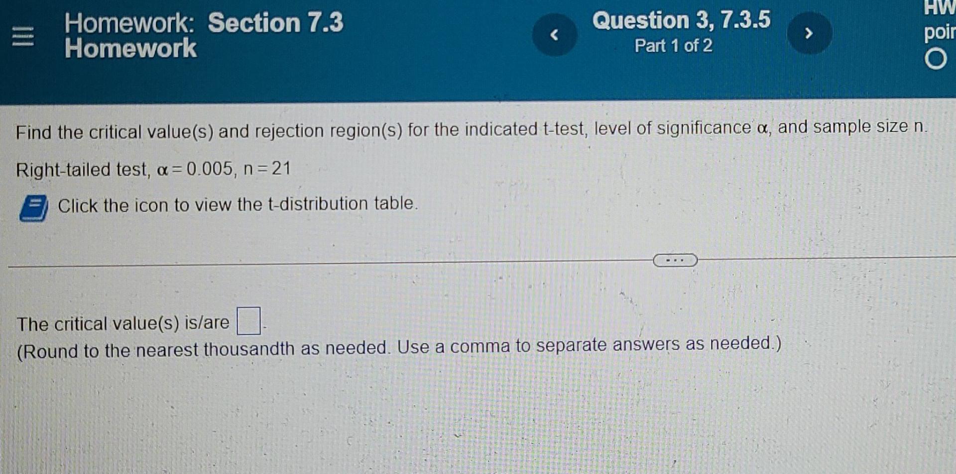 Solved Homework Section 7 3 Homework Question 2 7 3 3 Part